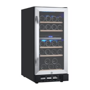 garveehome dual zone wine fridge - 41℉-64℉ compressor wine cooler, digital led touch control, frost-resistant lockable cabinet, 26 bottles freestanding/built-in