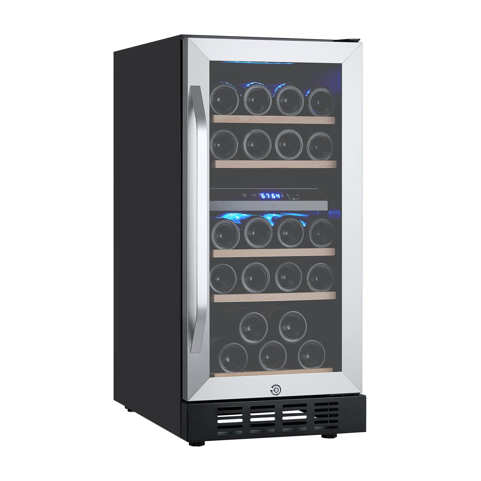 GarveeHome Dual Zone Wine Fridge - 41℉-64℉ Compressor Wine Cooler, Digital LED Touch Control, Frost-Resistant Lockable Cabinet, 26 Bottles Freestanding/Built-In