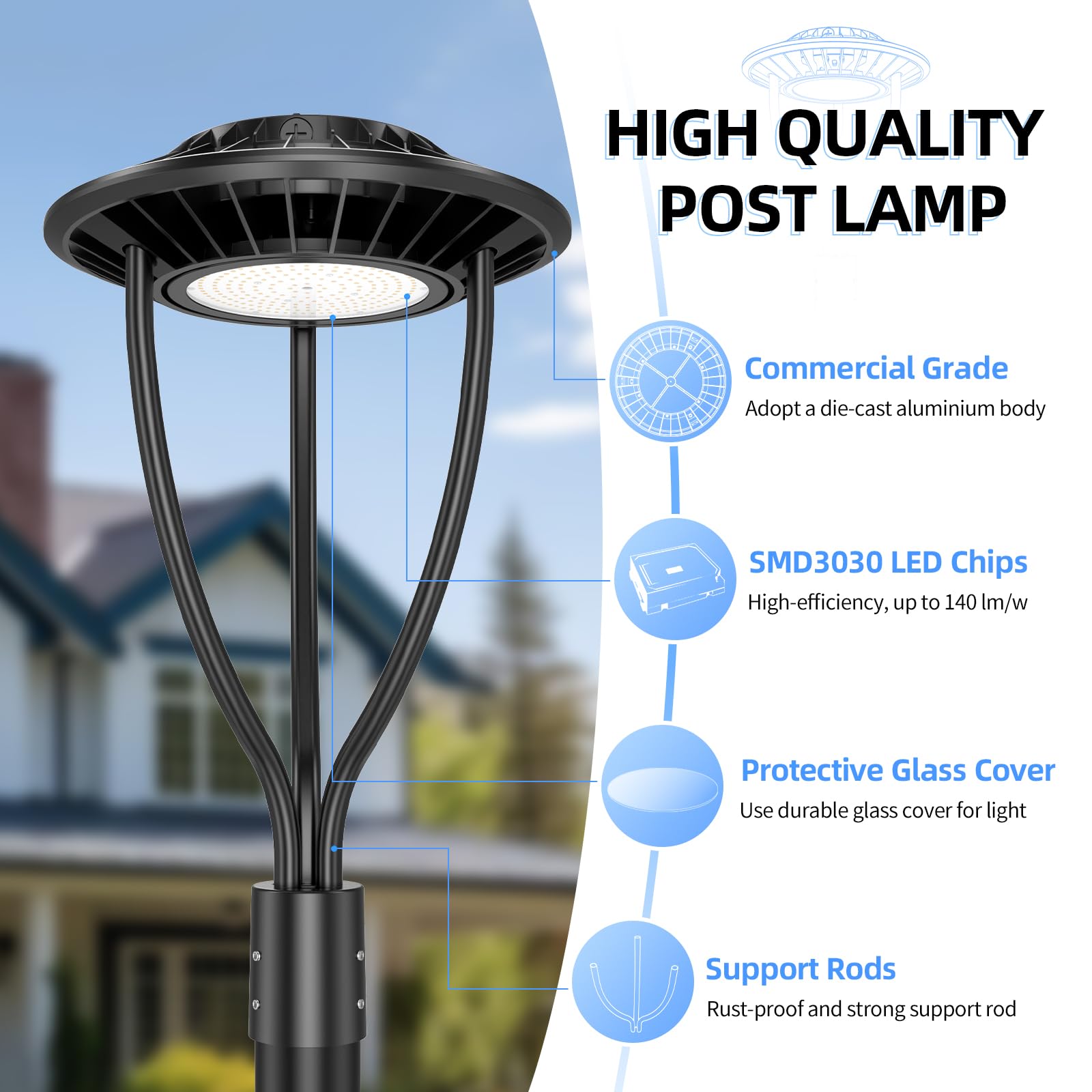 ADUB 320W LED Parking Lot Light with Photocell, UL Listed LED Shoebox Light, 150W/120W/90W LED Post Light 21,000 LM