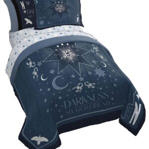 Jay Franco Wednesday Addams Twin Size Comforter Set - 5 Piece Bedding Includes Sheet Set & Pillow Covers - Blue Stars Super Soft Cozy Bedding