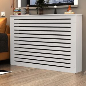 radiator cover，white modern radiator cover，heating cabinet storage shelf，mdf radiator covers，easy to install, good air permeability, strong load-bearing capacity, covers pipes，for living room, bedroom