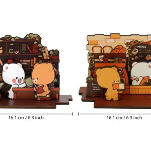 Milkmochabear Cozy Bakery Wooden Standee Authentic Merchandise (6.3" x 3.9" Inches) Cute Adorable for Home Office Décor Gifts Decoration Decorative Shelves