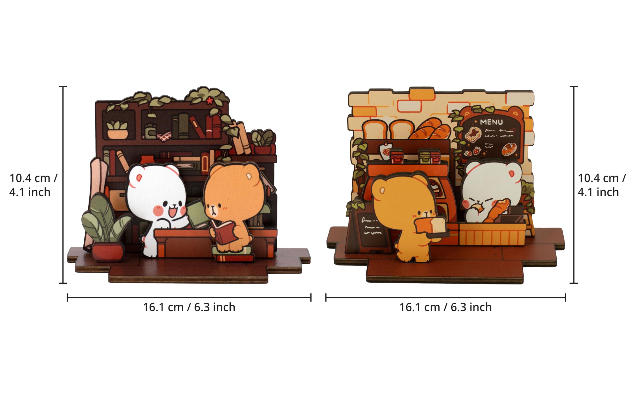 Milkmochabear Cozy Bakery Wooden Standee Authentic Merchandise (6.3" x 3.9" Inches) Cute Adorable for Home Office Décor Gifts Decoration Decorative Shelves