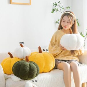 Keludu Halloween Plush Pumpkin Throw Pillow, Stuffed Animal Soft Toys 3D Pumpkin Shape Sofa Cushion for Home Decor (Orange, 12 Inch)