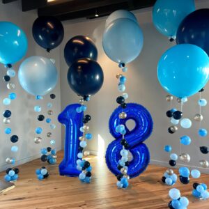 40 Inch Navy Blue 18 Number Balloons, Dark Blue 1 & 8 Mylar Foil Large Balloons,18 Big Digit Number Balloon for Boys 18th Birthday Anniversary Decorations Graduation Party Supplies