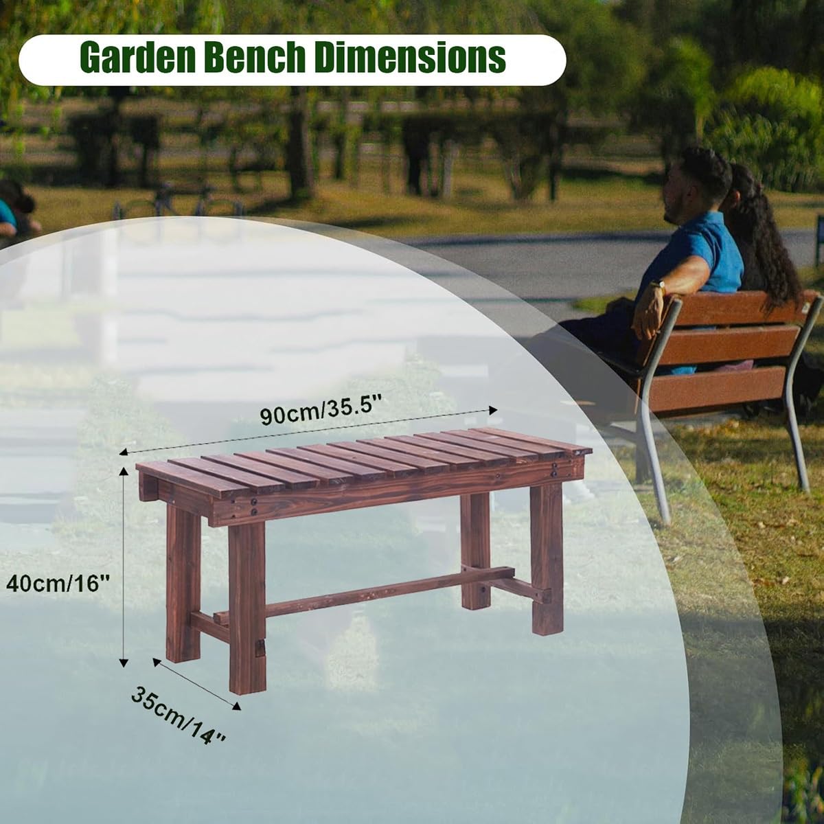 Weatherproof Sturdy Garden Bench, Patio Garden Bench Loveseats Park Furniture, Cozy Yard Seating Suitable for Indoor Or Outdoor(35.5"×16"×14")