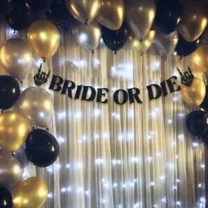 Halloween Bride Or Die Banner Black Bachelorette Party Decoration Skull Wedding Day Bridal Shower Supplies