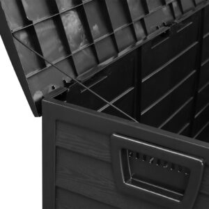 75 Gallon Outdoor Storage Box, Large Outdoor Storage Boxes for Garden Tools Outdoor Garden Plastic Storage Deck Box Chest Tools Cushions Toys Lockable Seat Black