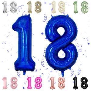 40 inch navy blue 18 number balloons, dark blue 1 & 8 mylar foil large balloons,18 big digit number balloon for boys 18th birthday anniversary decorations graduation party supplies