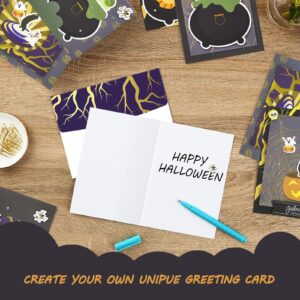 CREATIVETREES Card Making Kits Vintage Halloween DIY Greeting Card, Halloween Cards and Envelopes, Halloween Thank You Cards for Halloween Party Invitations (Black)