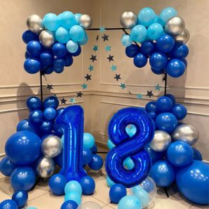 40 Inch Navy Blue 18 Number Balloons, Dark Blue 1 & 8 Mylar Foil Large Balloons,18 Big Digit Number Balloon for Boys 18th Birthday Anniversary Decorations Graduation Party Supplies