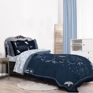 Jay Franco Wednesday Addams Twin Size Comforter Set - 5 Piece Bedding Includes Sheet Set & Pillow Covers - Blue Stars Super Soft Cozy Bedding