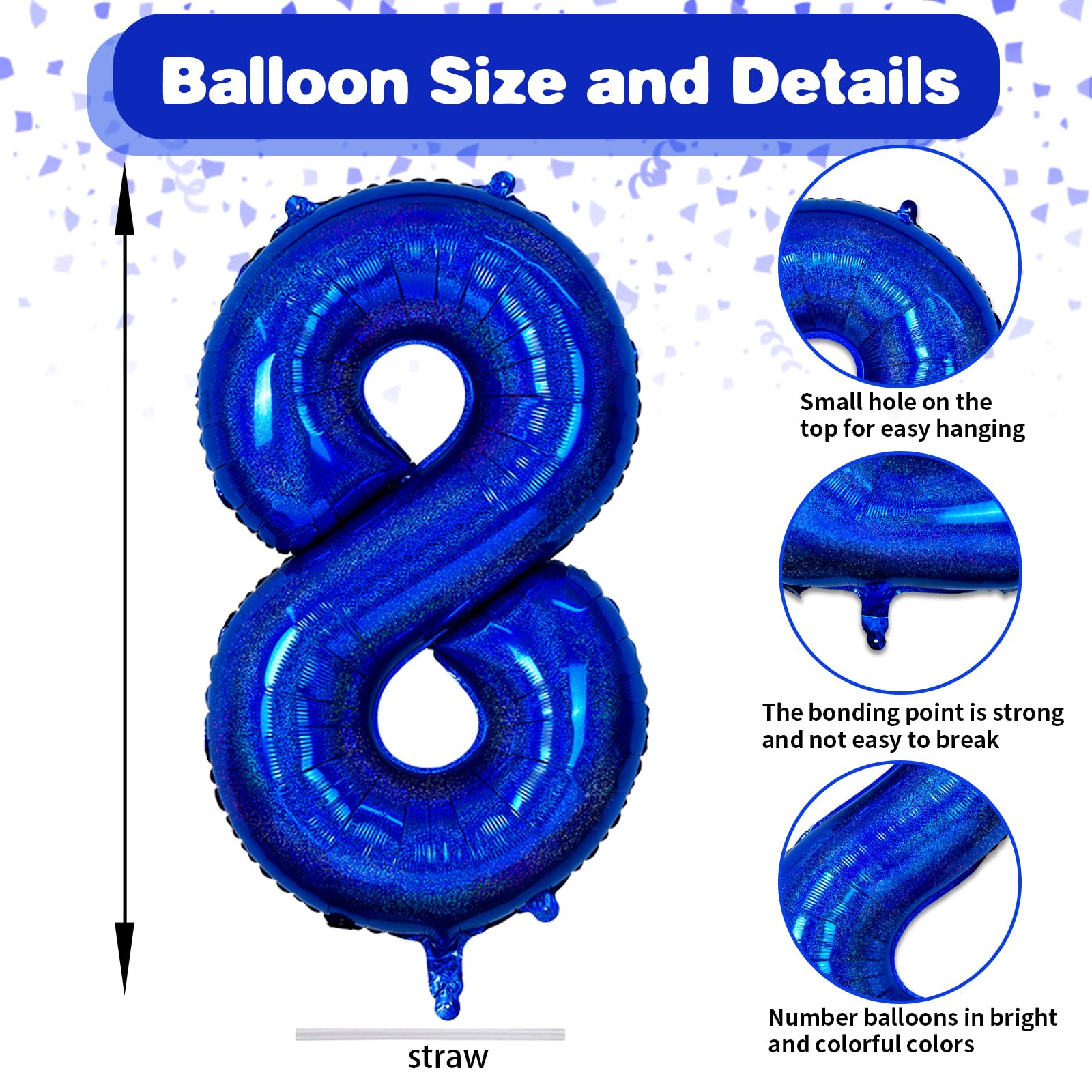 40 Inch Navy Blue 18 Number Balloons, Dark Blue 1 & 8 Mylar Foil Large Balloons,18 Big Digit Number Balloon for Boys 18th Birthday Anniversary Decorations Graduation Party Supplies