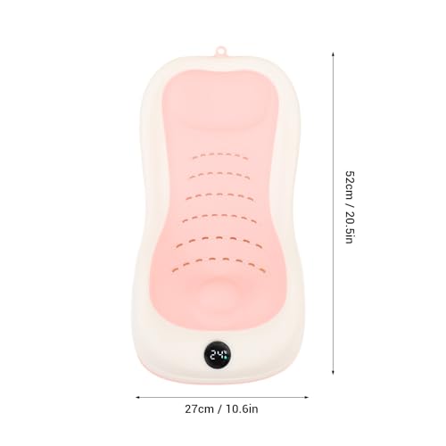 Baby Bath Support with Smart Temperature Sensing Technology, Soft and Supportive Design, Compatible with Most Baby Tubs, Anti Slip Bottom, Easily Foldable (Pinkish)