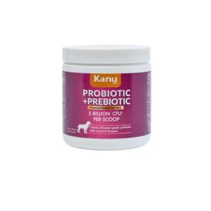 kanu pet probiotic + prebiotic dog supplement, 5 billion cfu per scoop, 7 strains, with carrot & pumpkin