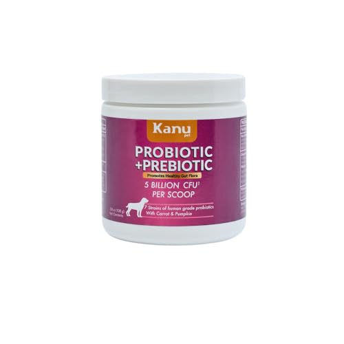 Kanu Pet Probiotic + Prebiotic Dog Supplement, 5 Billion CFU Per Scoop, 7 Strains, with Carrot & Pumpkin