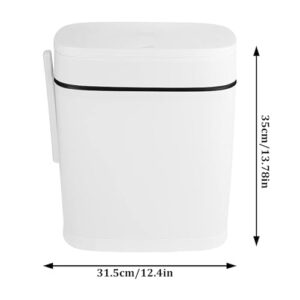 BEAHING Bathroom Bin with Toilet Brush Holder 14L Slim Trash Can White Wastebasket Garbage Bin with Press Top Lid for Kitchen Rubbish bin