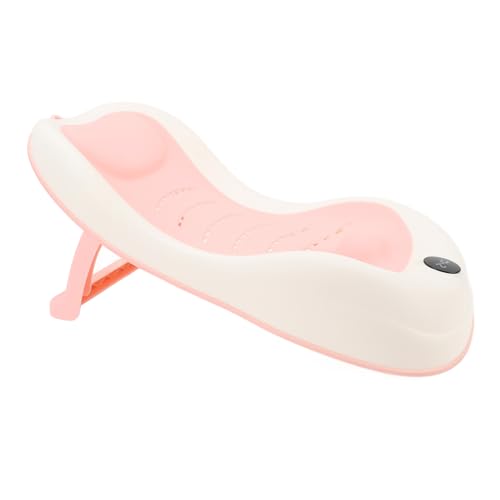 Baby Bath Support with Smart Temperature Sensing Technology, Soft and Supportive Design, Compatible with Most Baby Tubs, Anti Slip Bottom, Easily Foldable (Pinkish)