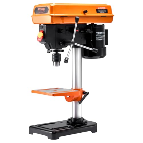 VEVOR 8 in Benchtop Drill Press, 2.3A Induction Motor, Tabletop Drilling Machine with 750/1140 / 1740/2340 / 3200 RPM Adjustable Speed, 0-45° Tilting Worktable, LED Work Light, for Wood Metal