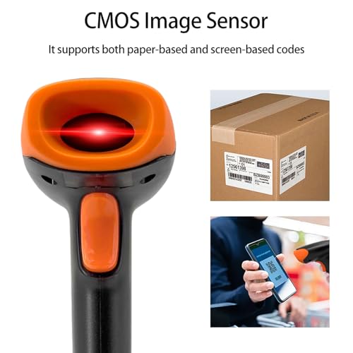 USB Wired Connection Barcode Scanner Digital Printed Bar Code Reader for Supermarket Checkout, Mobile Payment (USB & 2.4G & BT Connect)