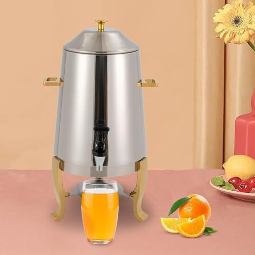 19L Stainless Steel Coffee Chafer Urn Hot Drinks Dispenser Hot Water Dispenser, With Spigot, For Home, Hotels, Restaurants, or Parties, Gold