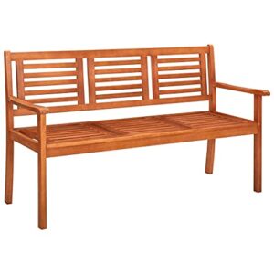 MINERWALL 3-Seater Patio Bench with Cushion 59.1" Solid Eucalyptus Wood,Solid Eucalyptus Wood Bench with Cushion for Outdoor Patio and Garden Patio Furniture