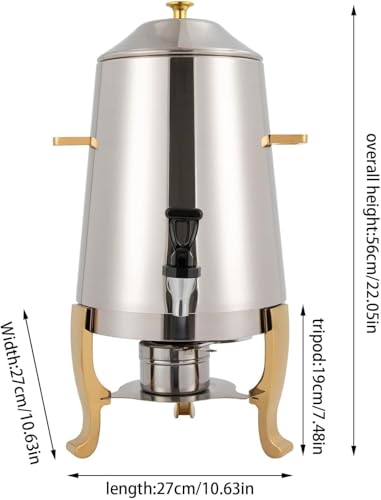 19L Stainless Steel Coffee Chafer Urn Hot Drinks Dispenser Hot Water Dispenser, With Spigot, For Home, Hotels, Restaurants, or Parties, Gold