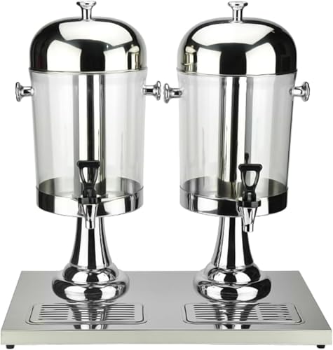 Stainless Steel Single Beverage Dispenser, Double Hot Beverage Machine with Ice Core Container Spigot And Drip Trays for Parties Buffet Catering Cold Drinks and Beer(16L)