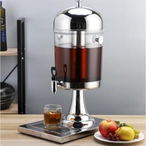 Dual Beverage Dispenser, Stainless Steel Single Beverage Dispenser with Centre Ice Core and Drip Tray, PC Beverage Dispenser for Cold Drinks Parties Buffet Catering(8L)