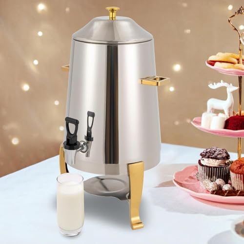 19L Stainless Steel Coffee Chafer Urn Hot Drinks Dispenser Hot Water Dispenser, With Spigot, For Home, Hotels, Restaurants, or Parties, Gold