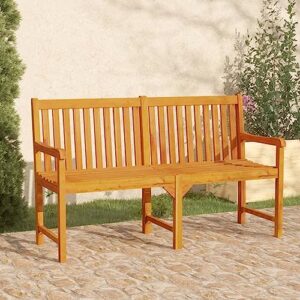 minerwall patio bench 59.1" solid acacia wood,acacia wood patio bench with armrests for enhanced outdoor seating comfort patio furniture