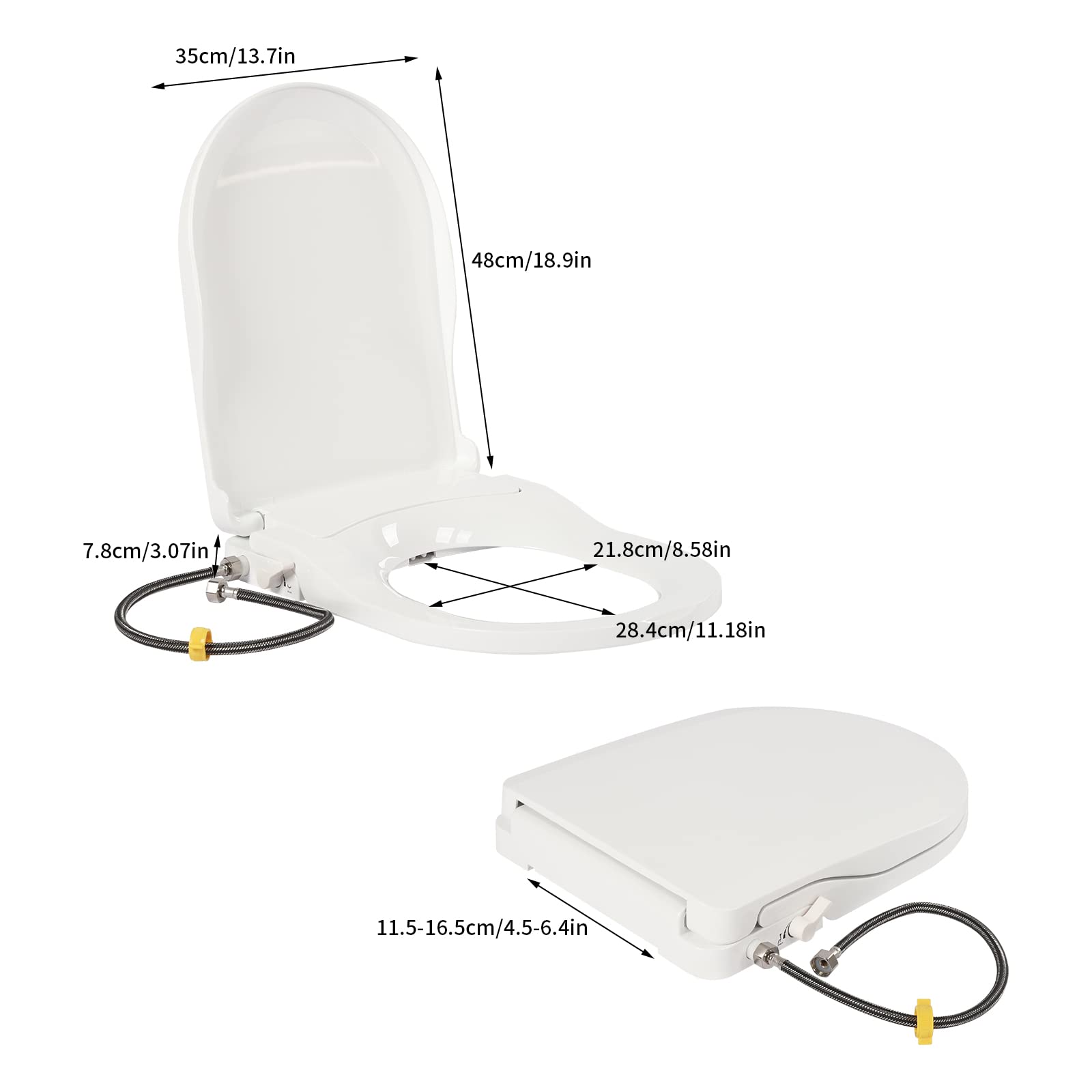 Non-Electric Bidet Toilet Seat, Fits Elongated Toilets, White, Dual Nozzle System - Bidet with Easy Installation