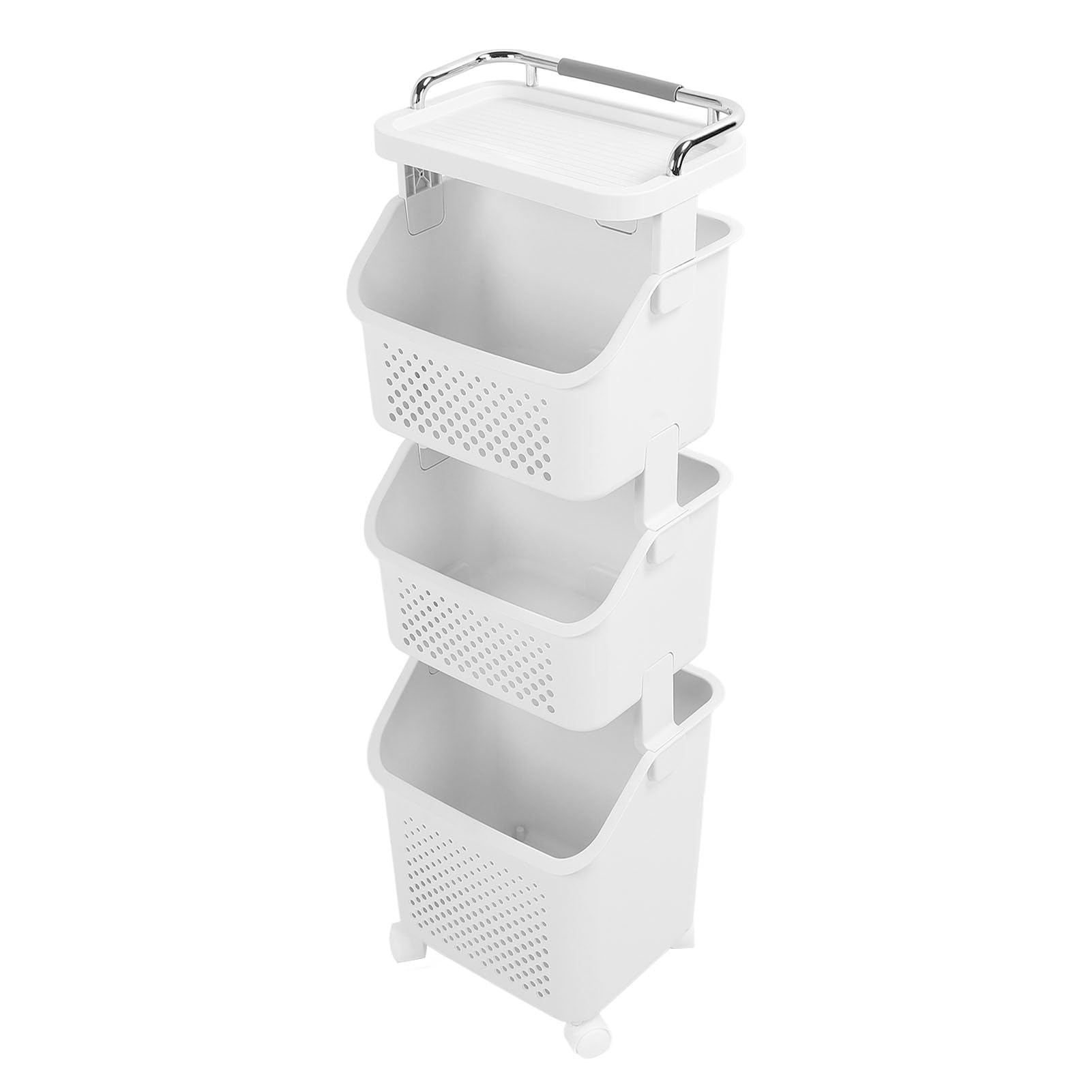 Rolling Laundry Basket Reinforced Clothes Storage Organizer with 4 Wheels for Home Kitchen Bathroom (3 Steps)