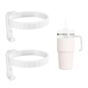 2pcs tumbler handle for stanley 20oz quencher h2.0 flowstate tumbler, tumbler handle attachment 20oz anti-slip car cup holder friendly improved grip for cup accessories (white)