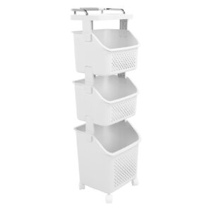 Rolling Laundry Basket Reinforced Clothes Storage Organizer with 4 Wheels for Home Kitchen Bathroom (3 Steps)