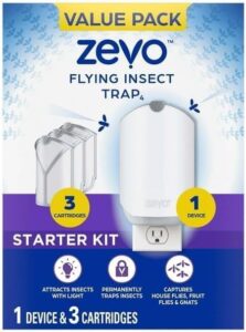 zevo flying insect trap refill cartridges (1 device & 3 refill cartridges pack)