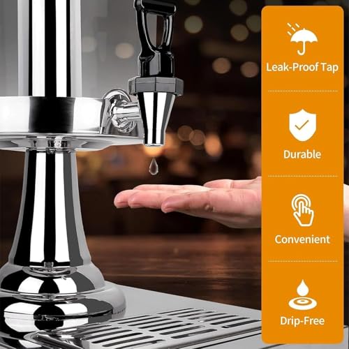 Stainless Steel Single Beverage Dispenser, Double Hot Beverage Machine with Ice Core Container Spigot And Drip Trays for Parties Buffet Catering Cold Drinks and Beer(16L)