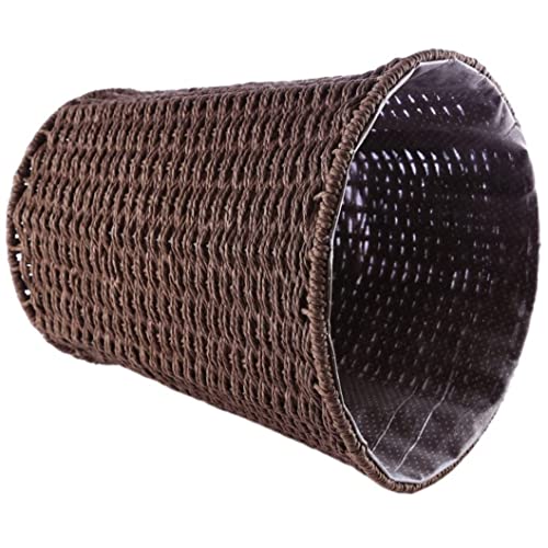 Hperu Round Trash Can Paper Wastebasket Rattan Woven Storage Baskets Decorative Round Trash can for Bedroom Desktop Coffee