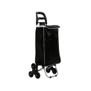 shopping truck stair climber folding grocery 6wheels cart foldable shopping bag hand truck 37 inch handle height storage 13.77'’x11''x37'' (bk)