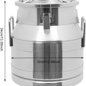 Stainless Steel Milk Can With Spigot, 5.28 Gallon Tabletop Milk Jug With Sealed Lid, Round Beverage Drink Dispenser For Grain Canisters Container