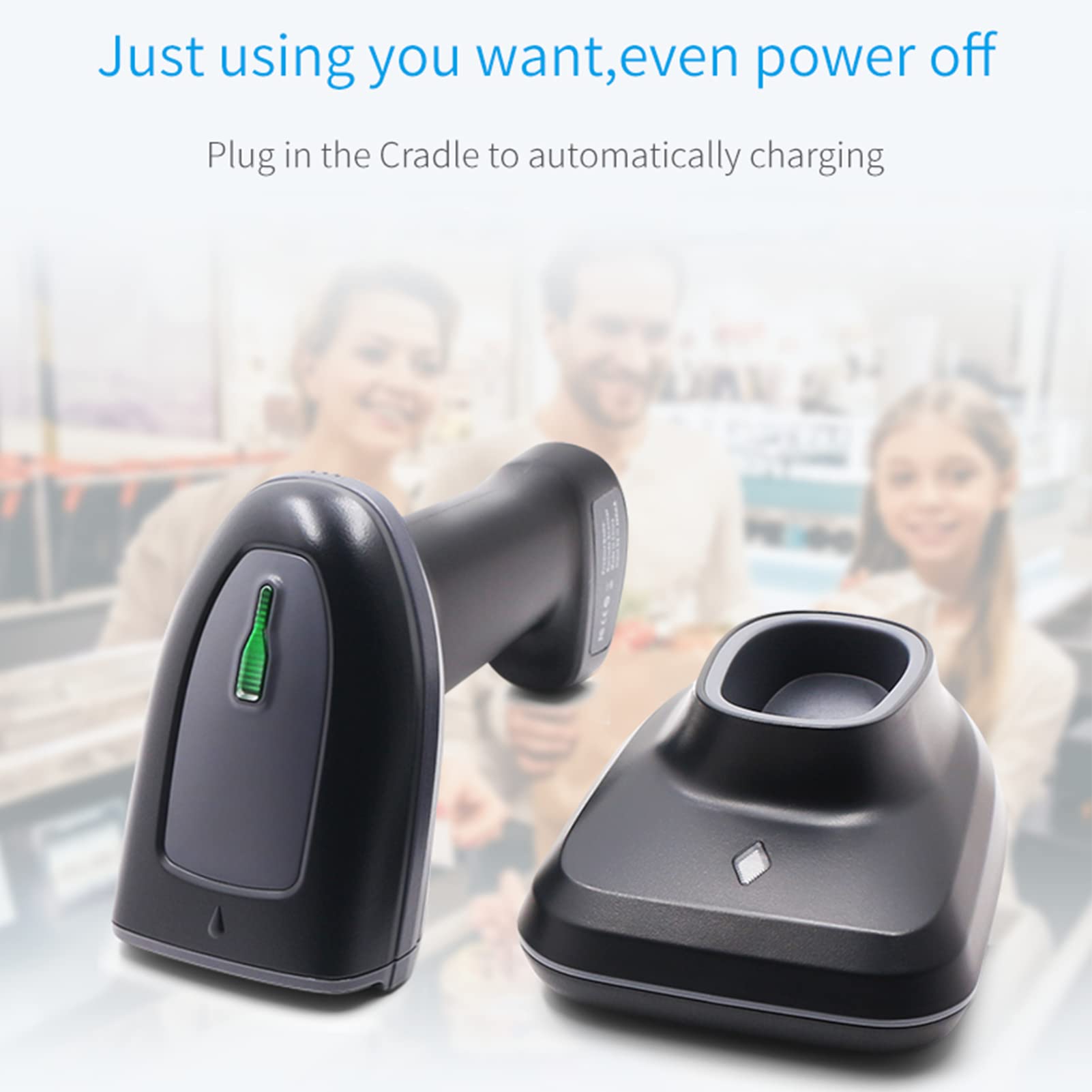 Barcode Scanner Bluetooth USB Wired 2.4G Wire Less Connection Handheld 2D 1D QR Code Reader with Cradle