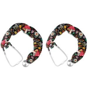 uorisanigo 2 pack stethoscope covers for nurses mushroom floral nurse doctor stethoscope sleeve with button gifts for women universal for most standard stethoscope cover