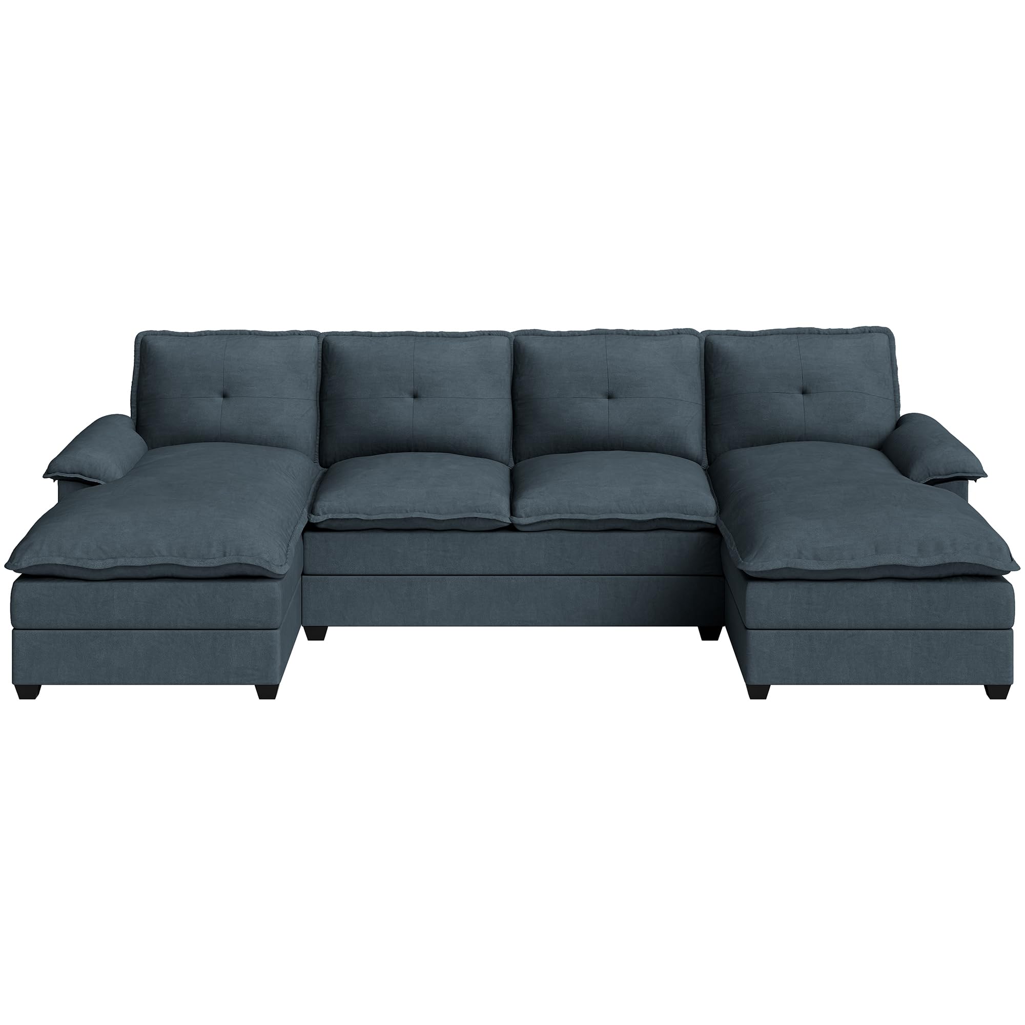 Meilocar Sectional Couches for Living Room, U Shaped Couch 110in Sectional Sofa, 4 Seat Large Sofa with Wide Chaise Lounge and Double Seating Cushions, Cloud Couch for Living Room (Grey)