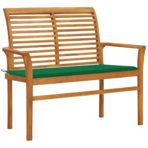 minerwall patio bench with green cushion 44.1" solid teak wood,teak patio bench with green cushion durable outdoor furniture for garden and patio patio furniture