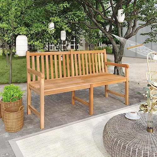 MINERWALL Patio Bench 59.1" Solid Teak Wood,Outdoor Patio Teak Bench — Durable and Stylish for Your Comfort Patio Furniture