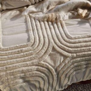 Tufted Duvet Cover King Boho Bedding Tufted King Size Duvet Covers for All Season 1 Duvet Cover 2 Pillow Shams Shabby Chic Bedding Home Bedding Duvet Cover (White-King Size-90x104)