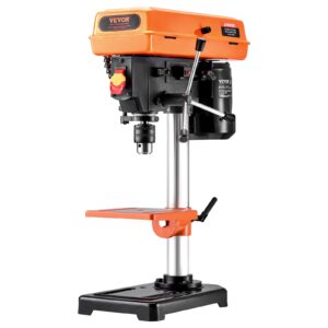 VEVOR 8 in Benchtop Drill Press, 2.3A Induction Motor, Tabletop Drilling Machine with 750/1140 / 1740/2340 / 3200 RPM Adjustable Speed, 0-45° Tilting Worktable, LED Work Light, for Wood Metal