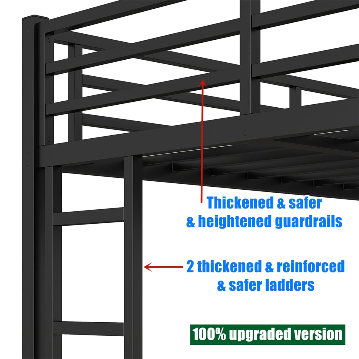 TIHWOALL Latest Upgrade & Stronger Metal Steel Bunk Bed Full XL Over King Size Bunkbed, Thickened More Stable Heavy Duty More Rust-Proof King Bunk Bed Frame (Easier Assembly) (Full XL Over King)