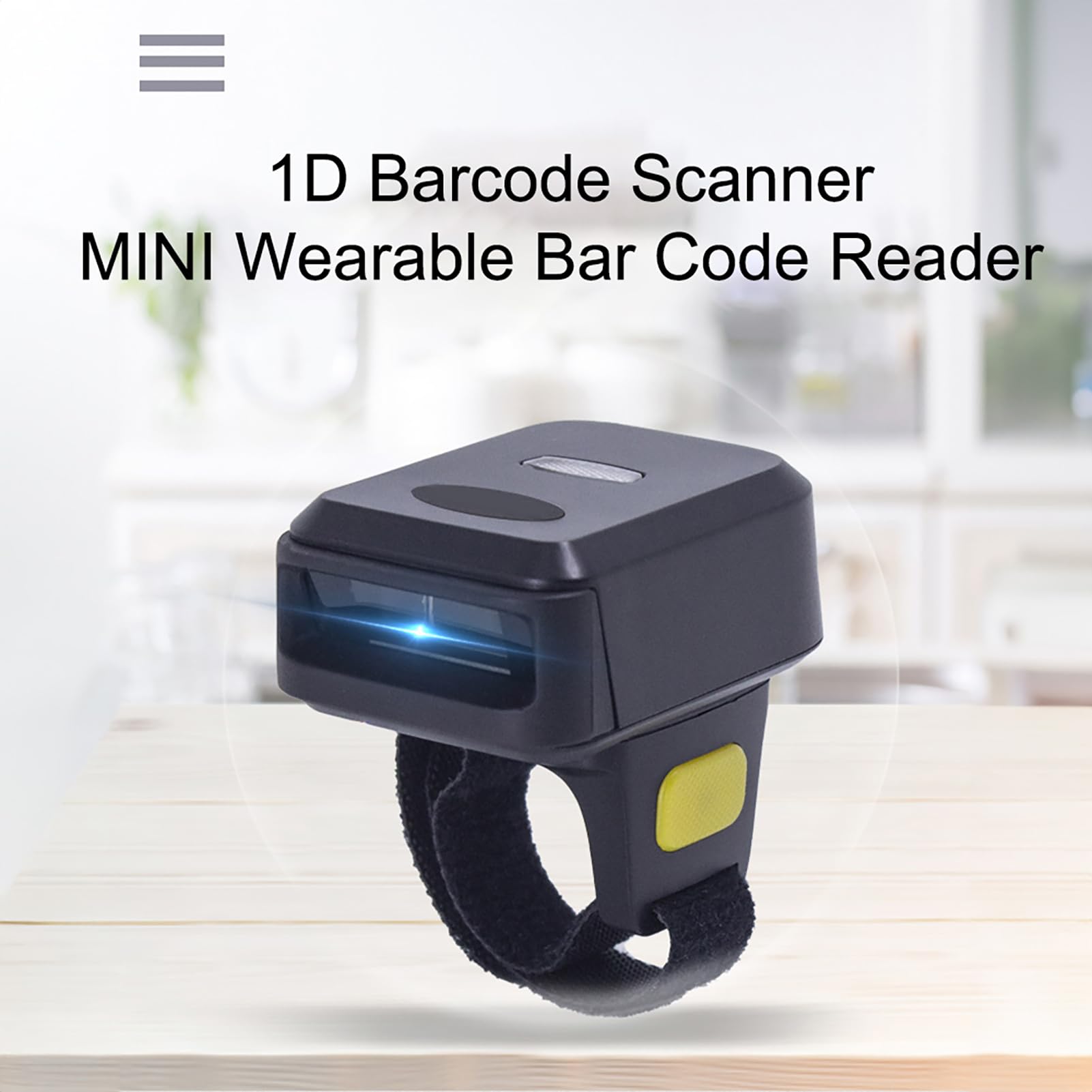 1D Ring Barcode Scanner Compatible with BT Function 2.4GHz Connection Portable Wearable Mini Finger Bar Code Reader Used for Warehouse Inventory Store Pharmacy Supermarket (1D