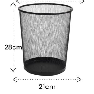 Metal Steel Mesh Round Trashcan,Wastebasket for Trash in The Home,Office, or Garage, 4.5 Gallons (26cm L, 21cm W, 28cm H) Black.